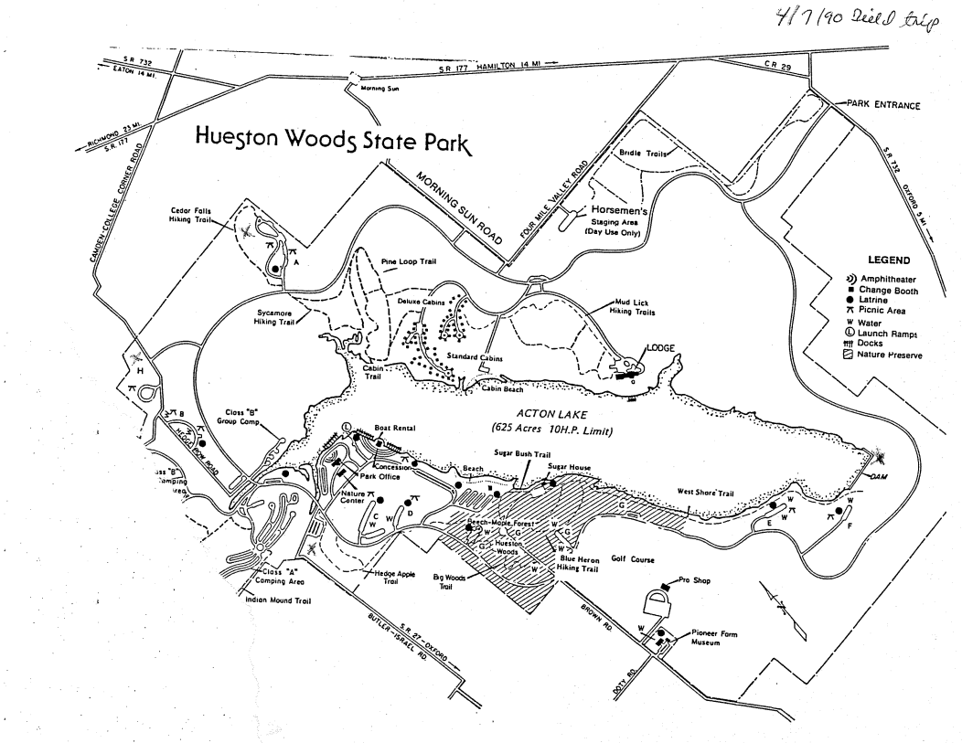 Map Hueston Woods – Earth Science Club of Northern Illinois